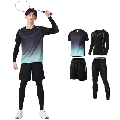 运动套装男跑步速干衣羽毛球服