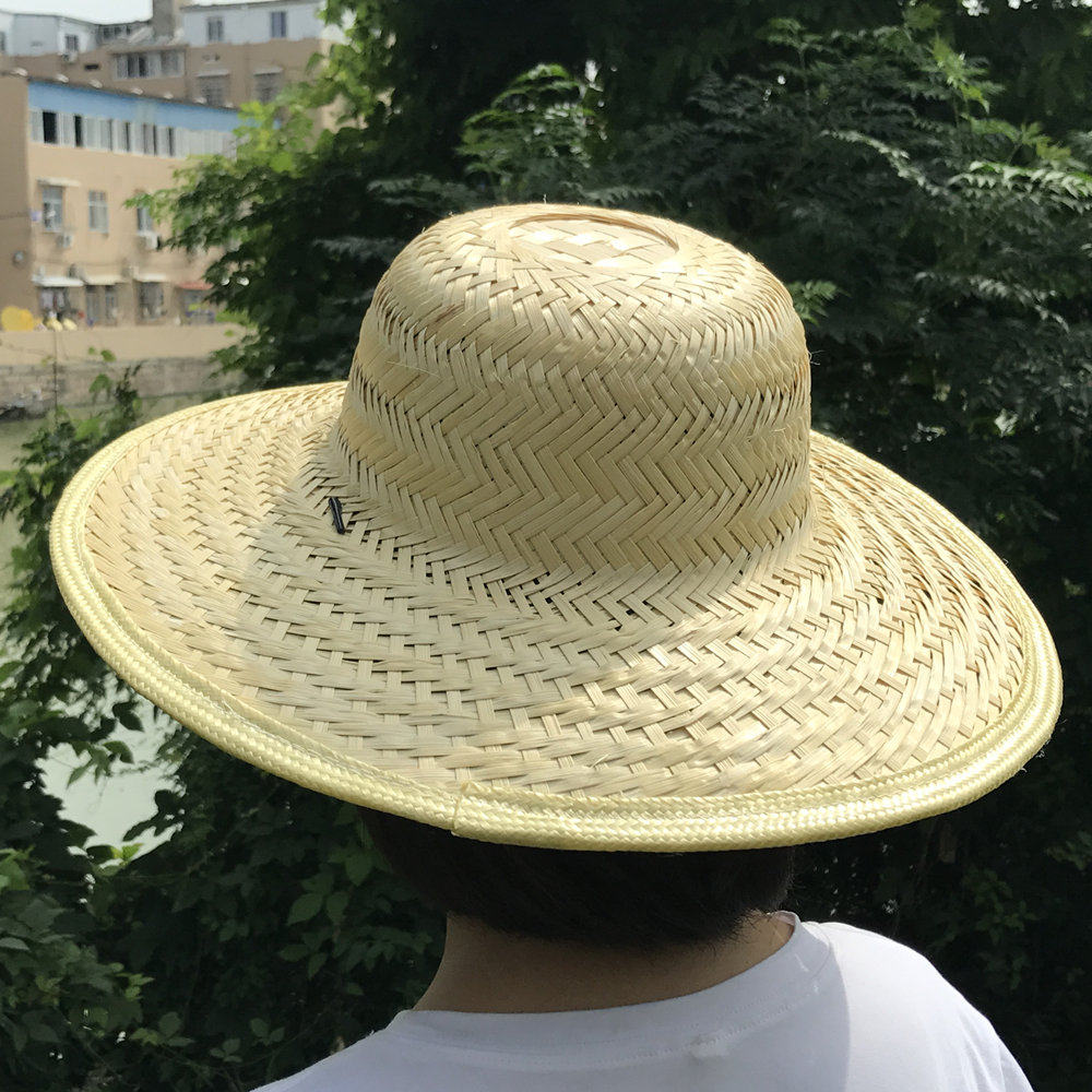 草帽太阳帽女遮阳帽男手工竹编制品防晒白色帽子钓鱼夏季劳保帽