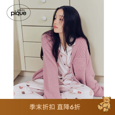 gelato pique26春夏新品女睡裤情人节小熊爱心满印长裤PWCP261321