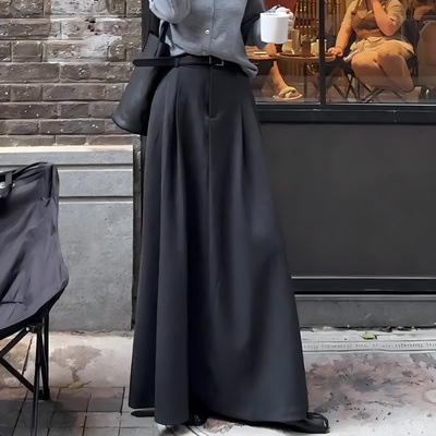 2024秋季新款西装百褶半身裙女高腰a字韩系氛围感穿搭大摆中长裙