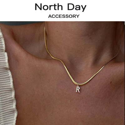 North Day专属款定制字母钛钢18K金细蛇骨锁骨链项链英文项链neck