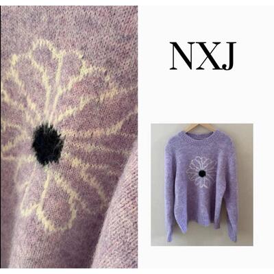 NXJ【向阳紫】微胖大码 彩纱宽松大版套头毛衣 251158