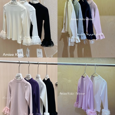 Amiee正版25秋冬新款女童半高领毛衣套头衫儿童针织衫上衣打底衫