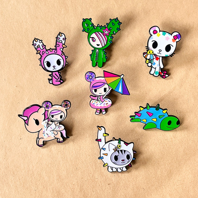 tokidoki淘奇多奇卡通动漫独角兽仙人掌金属徽章背包可爱饰品胸针