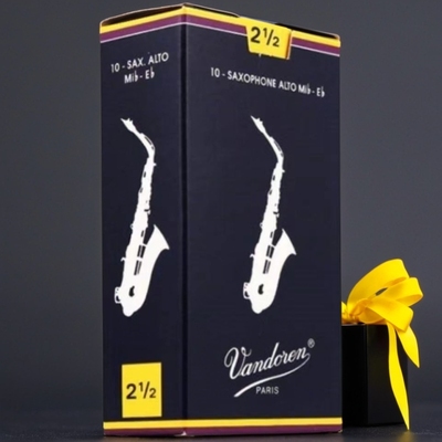 Vandoren/弯德林哨片蓝盒中音萨克斯哨片降E调芦苇法国进口2.53.0