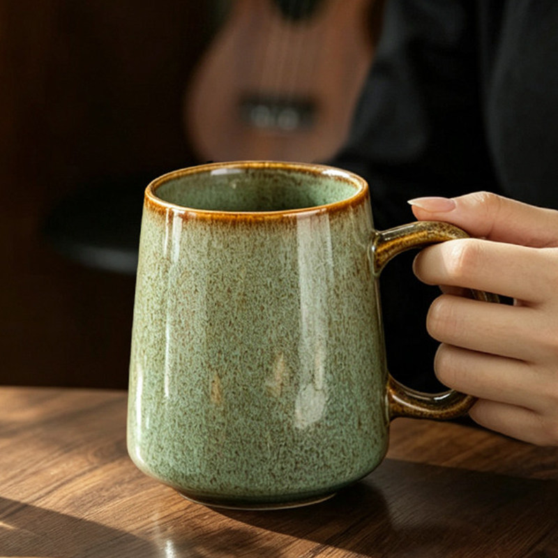 日式复古窑变马克杯超大容量800ML陶瓷水杯办公室咖啡杯早餐杯子