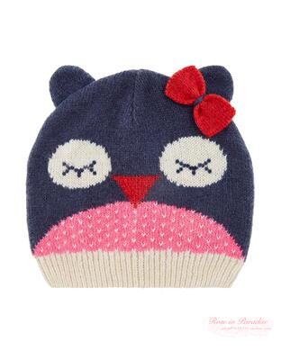 国内现货正品女孩猫头鹰毛线帽