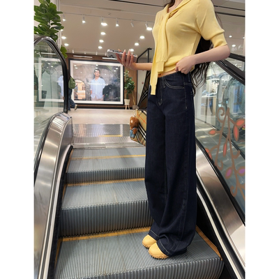 JAMAIS VU【明线撞色】轻盈天丝 视觉直腿显高 低腰休闲牛仔裤秋