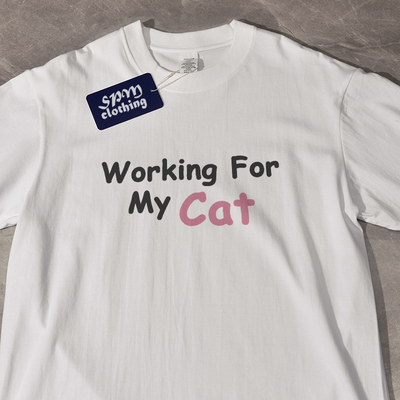 working for my cat夏季新款短袖t恤宽松休闲纯棉百搭男女情侣