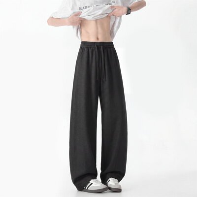 Men straight leg sports sweatpants男直筒运动抽绳显瘦阔腿卫裤