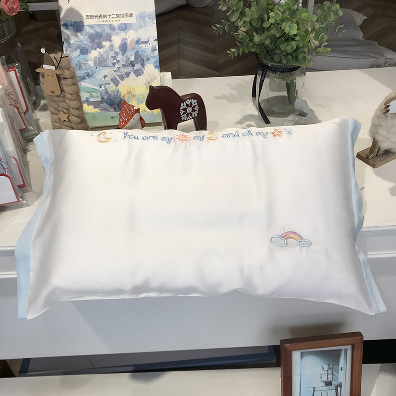 儿童60兰精天丝卡通刺绣枕套 幼儿宝宝舒适凉爽信封式枕头罩