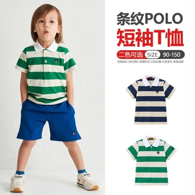 新款miki家男童装POLO衫儿童夏季立领短袖纯棉T恤出口日本半袖衫