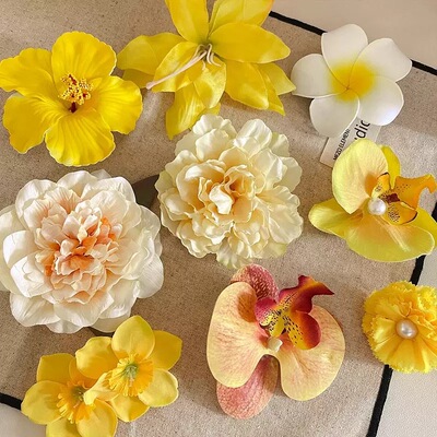 度假风氛围感桔黄色花朵发饰