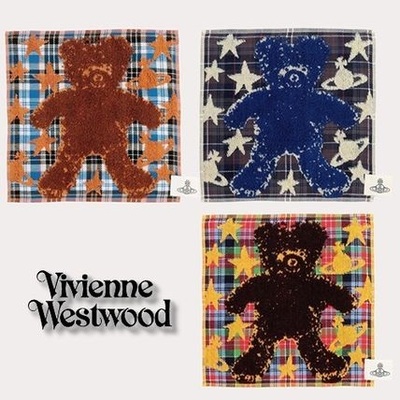 外贸日单纯棉纱布提花西太后 vivienn 薇薇安卡通手帕小方巾