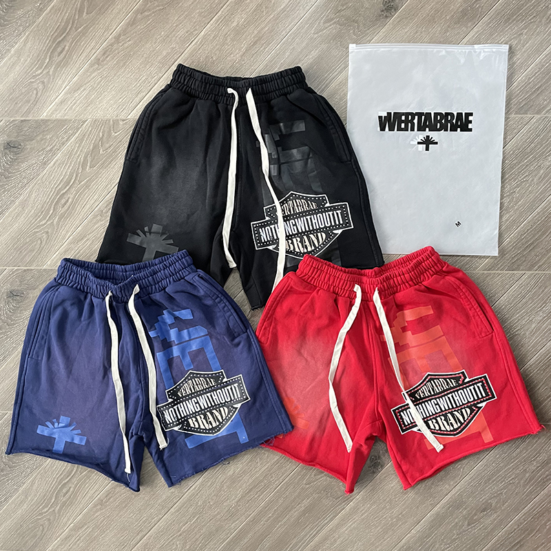 Vertabrae Emblem Shorts 烫钻洗水纯棉运动休闲短裤男女欧美高街