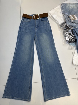 TABLE86090-1正品蓝色牛仔喇叭裤女2026春夏新舒适百搭洋气送腰带