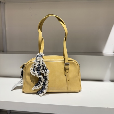 康康家新款软皮轻便大容量时尚手提单肩腋下保龄球包小众斜挎百搭