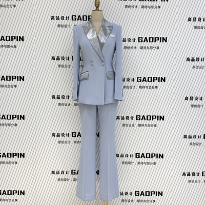 夏季薄款浅蓝色西服职业套装