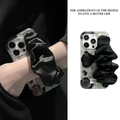 小众高级感腕带羽纱豹纹手机壳