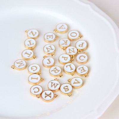 diy合金滴油白色圆形手作风耳环