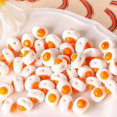 可爱鸡蛋双面手工直孔手链diy项链手机链ins串珠饰品琉璃配件