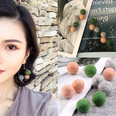 秋冬款羊毛球球 耳环耳饰手工材料 韩式DIY可爱羊毛毡彩色 15mm