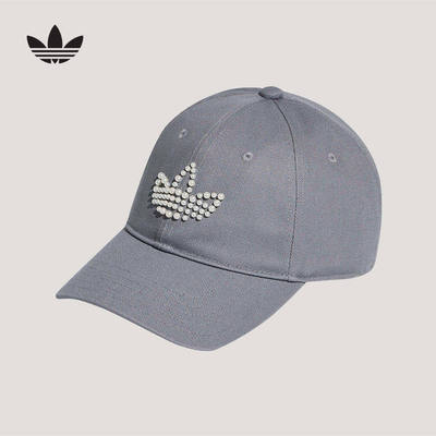 adidas阿迪达斯三叶草珍珠串珠LOGO鸭舌帽子春女遮阳棒球帽KW1278