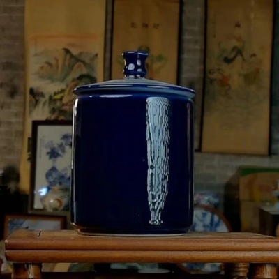 景德镇陶瓷建国瓷厂单色釉茶叶罐普洱储茶罐密封罐茶叶缸家居摆件