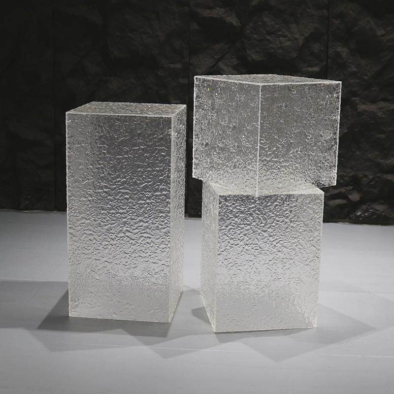 石头地台展示台陈列底座亚克力纹展示盒流水台陈列道具展示盒