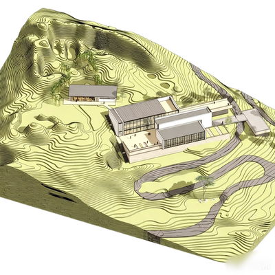 su/sketchup模型山地地形度假村会所公馆书吧简约建筑室内素材
