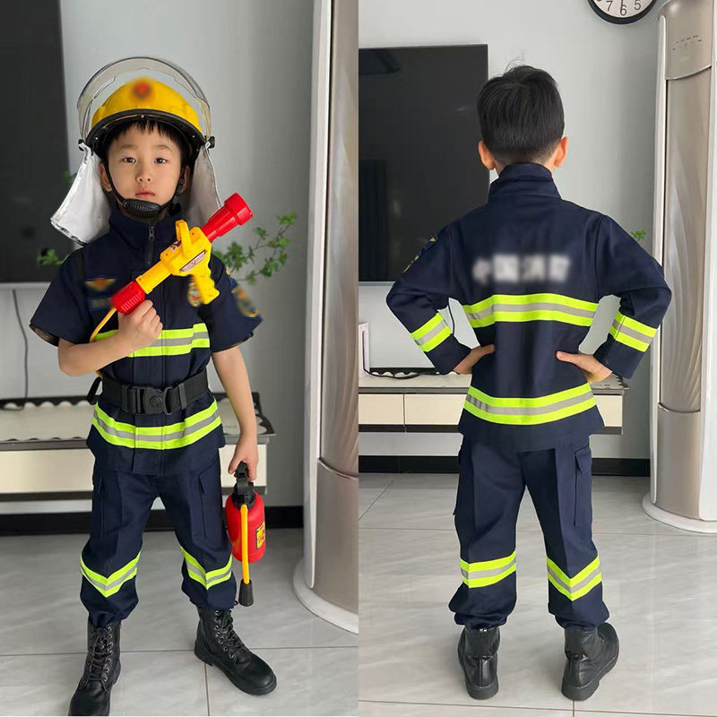 柴娜尼美儿童纯棉消防员灭火服儿童消防员职业体验角色扮演体能服