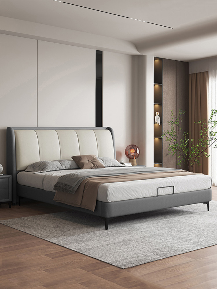 Fabric Bed Modern Minimalist Double Bed Small Apartment Master Bedroom ...