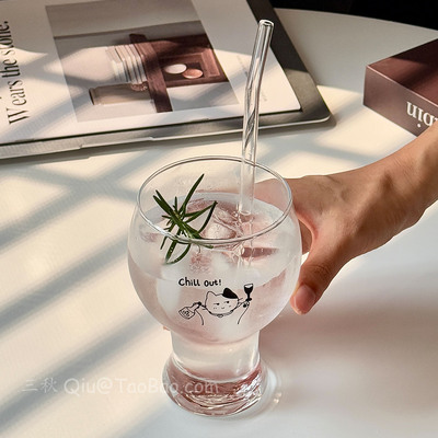 卡通可爱举杯喵喵玻璃杯