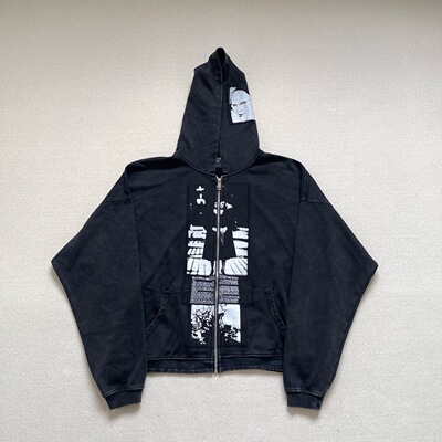 【纯原顶版】ERD忧郁的富二代宽松水洗贴布开衫拉链连帽卫衣外套