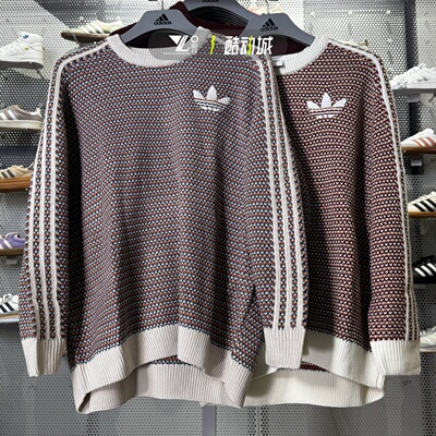 adidas三叶草宽松圆领针织衫