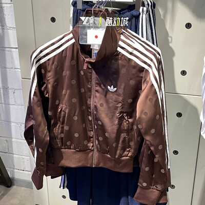 adidas三叶草女波点三条纹外套