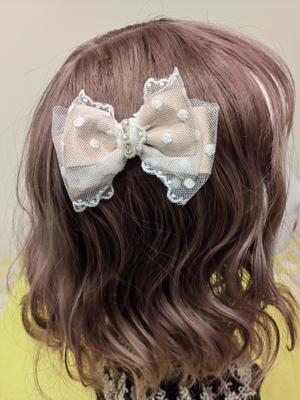 【idas】lolita原创手作跨境甜系波点网纱花边金葱带边夹鞋夹别针