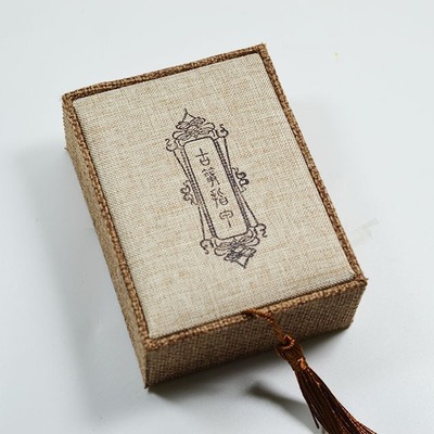 厂家销售 古筝指甲盒 红色麻布中国风古筝指甲插盒8只装