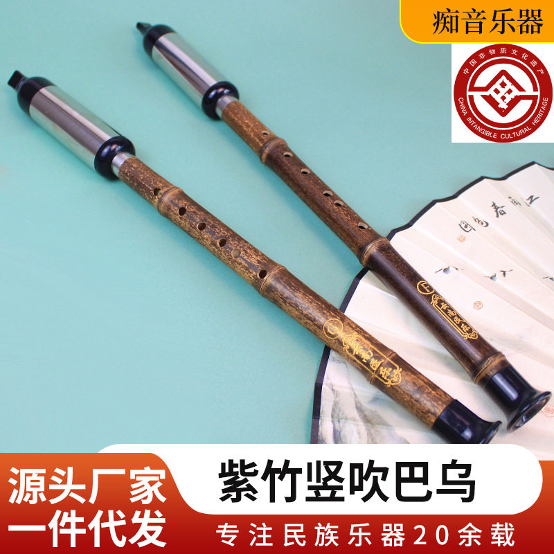 民族乐器演奏巴乌 巴乌不锈钢套紫竹竖吹巴乌成人学生初学两节款