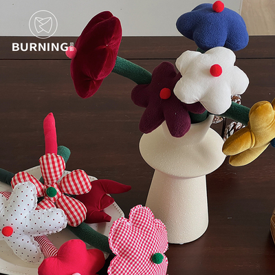 贝影 新款原创韩系布艺立体充棉花束新年装饰仪式感仿真花diy花艺