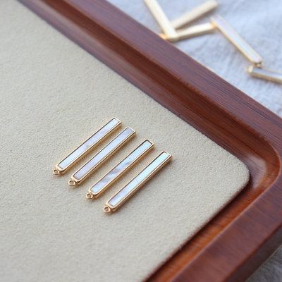 天然母贝长条吊坠18k真金diy饰品