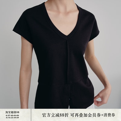 JCAESAR V-NECK TEE V领半开襟短袖 抗皱飞袖 3扣门襟百搭