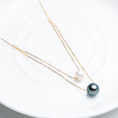 18k金 7-10mm海水大溪地双珠款项链 2902H00DY