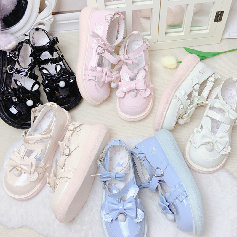 甜心兔兔lo鞋奶团兔兔原创lolita小皮鞋JK日系软妹学生可爱少女鞋_虎窝淘