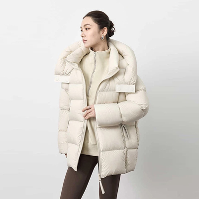 【金金宠粉】冬季新款高级感立领连帽宽松长袖保暖鹅绒羽绒服