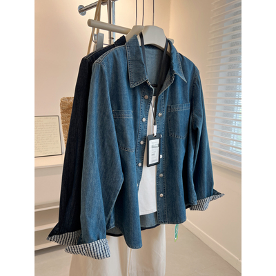 复古长袖牛仔衬衫女宽松慵懒简约