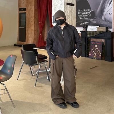 美拉德风复古休闲多口袋工装裤女