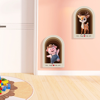 网红卡通动物亚克力补洞墙贴家用遮丑3d立体窟窿污渍遮挡装饰贴画