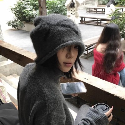 帽子女2025新款毛线帽秋冬显脸小包头堆堆帽保暖针织帽大头围冷帽