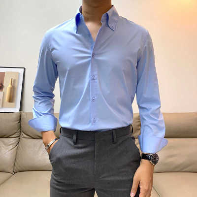 修身帅气百搭免烫长袖衬衫男